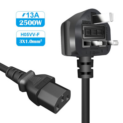 ExtraStar Power Cable UK plug Male, IEC-320-C13, 1.5M, Black, 3 core 1.0mm
