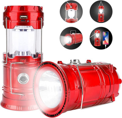 ExtraStar Solar LED Camping Lantern Torch Red 2 mode 5W 6500K IP44 ...