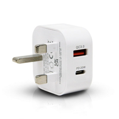 ExtraStar USB + TypeC Home Plug Charger quick charge PD 20W White