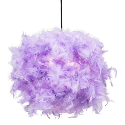 Eye-Catching and Modern Small Lilac Feather Decorated Pendant Lighting ...