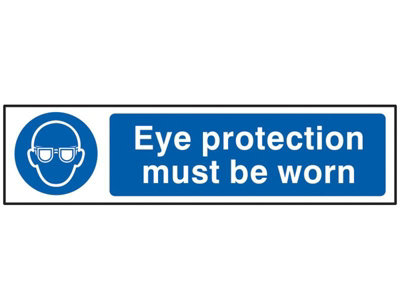 Eye Protection Required Sign - Durable PVC 200mm x 50mm Safety Notice