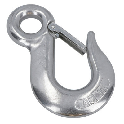 Eye Slip Hook with Safety Latch 316 Stainless Steel for 1/4in Chain ...