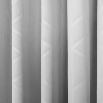 Eyelet Blackout Curtains Geo Embossed PAIR of Thermal Ring Top, Silver ...