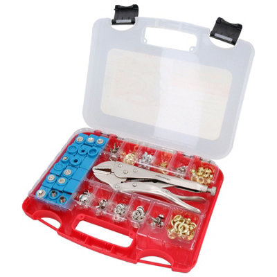 Eyelets And Snap Ring Fastener Assortment Kit Punching and Riveting Set ...