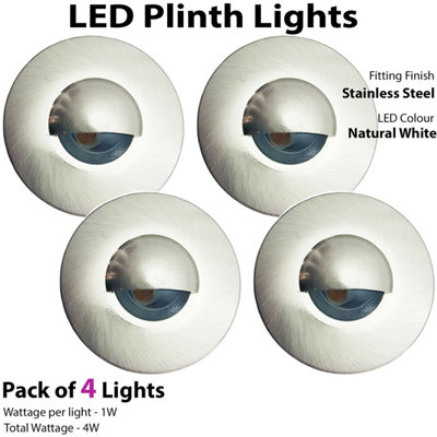 Eyelid LED Plinth Light Kit with 4 Round Spotlights for Kitchen and ...