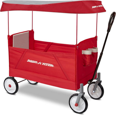 EZ Wagon with Canopy, Radio Flyer Folding Trolley for Kids Ages 1.5+, Red