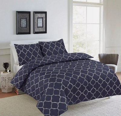 Ezra Grey Geometric shape Duvet Cover Printed Bedding Set