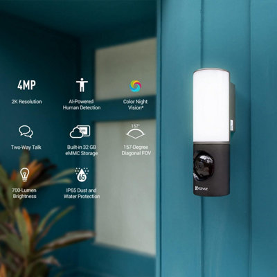 EZVIZ LC3 Single Light Full HD 4MP Outdoor Floodlight Security Camera Black