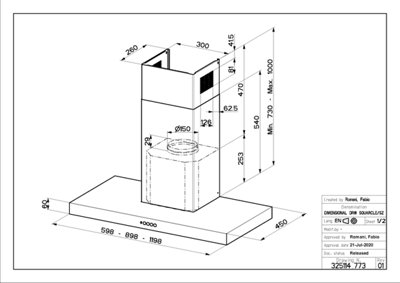 Faber Stilo Comfort 90cm T-Shaped Wall Hood