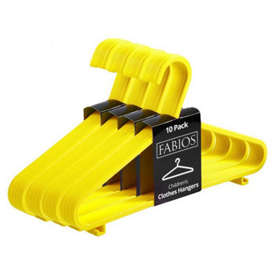 FABIOS 40 x Yellow Plastic Kids Coat Hangers Durable Baby & Child ...