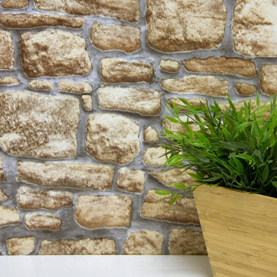 Fablon Sticky Back Self Adhesive Vinyl Stone Wall - 45cm X 2m FAB10226 ...