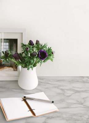 Fablon Sticky Back Self Adhesive Vinyl White Marble Effect 67.5cm X 2m ...