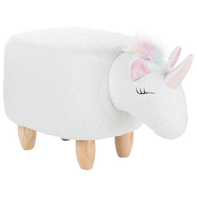 Fabric Animal Stool White UNICORN