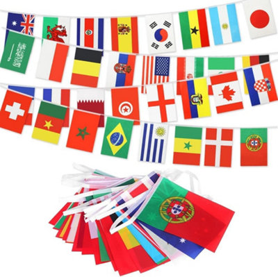 Fabric Bunting 32 Teams National Flags Football Soccer Sports Banner ...