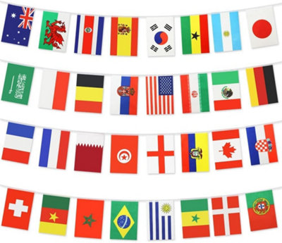 Fabric Bunting 32 Teams National Flags Football Soccer Sports Banner ...