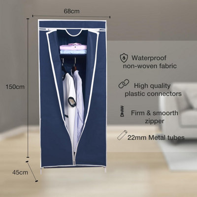 Fabric Canvas Wardrobe Organizer Clothes Rail Shelf Storage Closet ...