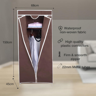 Fabric Canvas Wardrobe Organizer Clothes Rail Shelf Storage Closet ...