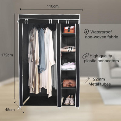 Fabric Canvas Wardrobe Organizer Clothes Rail Shelves Storage Closet ...