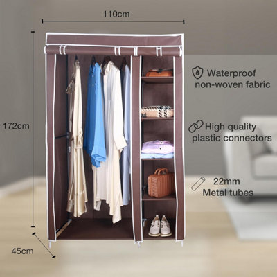Fabric Canvas Wardrobe Organizer Clothes Rail Shelves Storage Closet ...