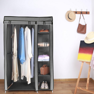 Fabric Canvas Wardrobe Organizer Clothes Rail Shelves Storage Closet ...