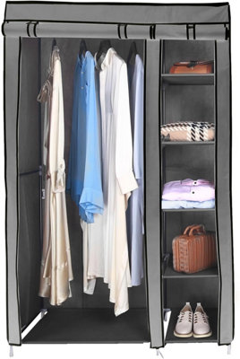 Fabric Canvas Wardrobe Organizer Clothes Rail Shelves Storage Closet ...