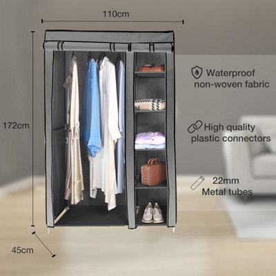 Fabric Canvas Wardrobe Organizer Clothes Rail Shelves Storage Closet ...
