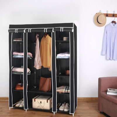 Fabric Canvas Wardrobe Organizers Clothes Rail Shelves Storage Closet ...