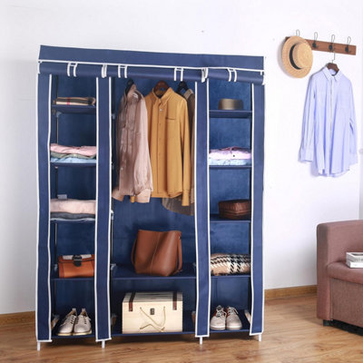 Fabric Canvas Wardrobe Organizers Clothes Rail Shelves Storage Closet ...
