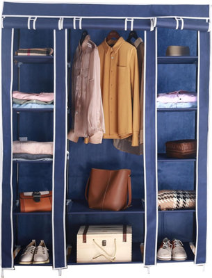 Fabric Canvas Wardrobe Organizers Clothes Rail Shelves Storage Closet ...