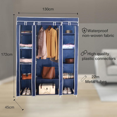 Fabric Canvas Wardrobe Organizers Clothes Rail Shelves Storage Closet ...