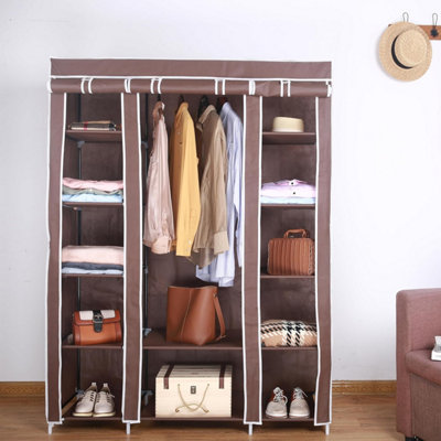 Fabric Canvas Wardrobe Organizers Clothes Rail Shelves Storage Closet ...
