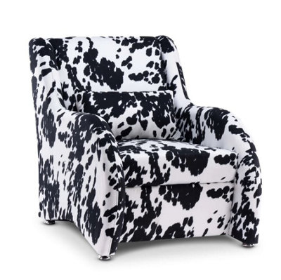 Buy Fabric Cow Animal Print Accent Chair with Footstool at B&Q