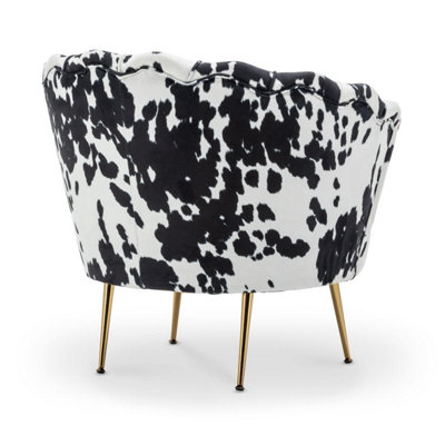 FABRIC COW PRINT DAISY ACCENT CHAIR