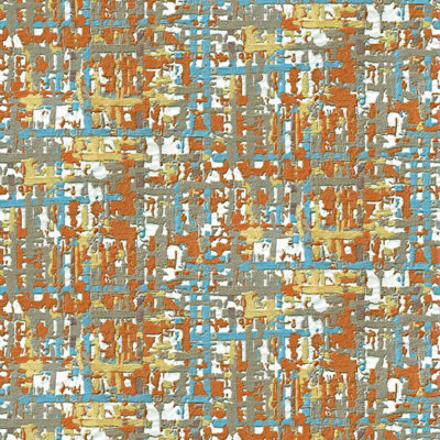 Fabric Effect Wallpaper Retro Paste The Wall Textured Vinyl Blue Orange ...