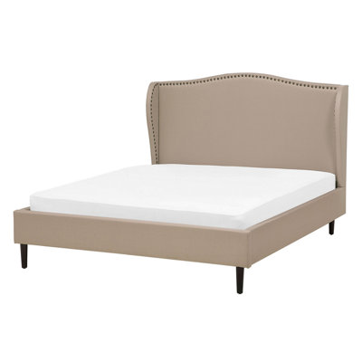 Fabric EU Double Size Bed Beige COLMAR | DIY at B&Q