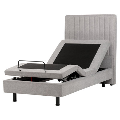 Fabric EU Single Adjustable Bed Grey DUKE II