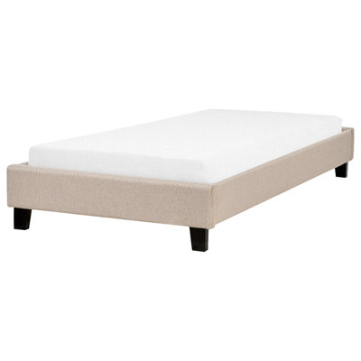 Fabric EU Single Size Bed Beige ROANNE | DIY at B&Q