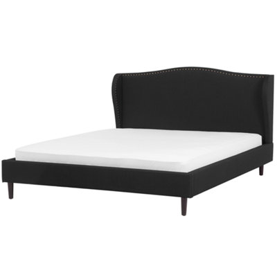 Fabric EU Super King Size Bed Black COLMAR | DIY at B&Q