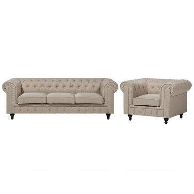 Fabric Living Room Set Beige CHESTERFIELD Big at B&Q
