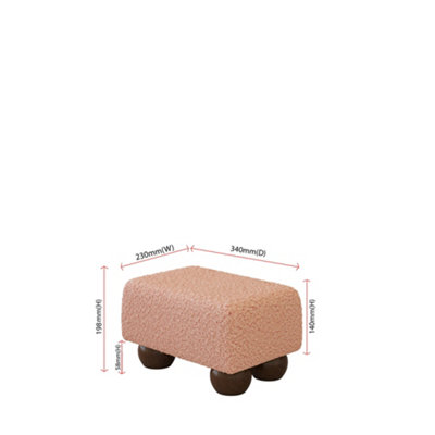 Fabric Material Small Footstools Mahogany Wood Bun Feet - Boucle Pink ...