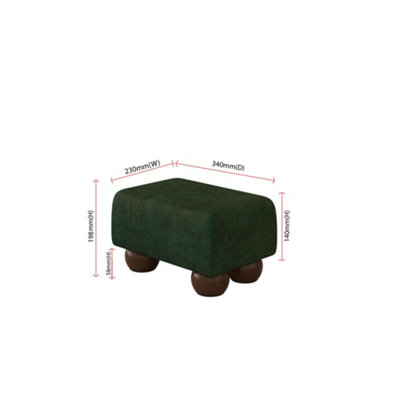Fabric Material Small Footstools Mahogany Wood Bun Feet - Plush Velvet ...