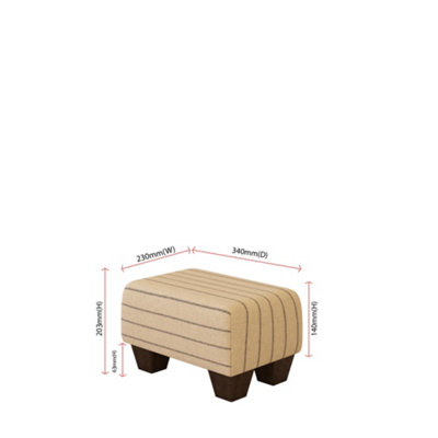 Fabric Material Small Footstools Mahogany Wood Chunky Legs - Pinstripe ...