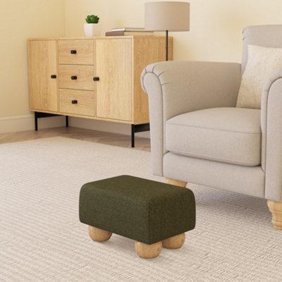 Fabric Material Small Footstools Natural Wood Bun Feet - Poz Wool ...