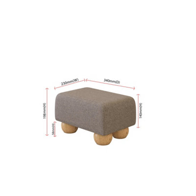 Fabric Material Small Footstools Natural Wood Bun Feet - Poz Wool ...