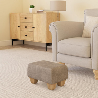 Fabric Material Small Footstools Natural Wood Chunky Legs - Plush ...