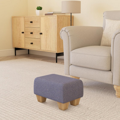 Fabric Material Small Footstools Natural Wood Chunky Legs - Poz Wool ...