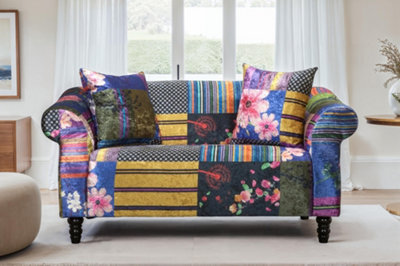 Fabric Patchwork 2 Seater Multicolour Sofa