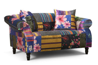 Fabric Patchwork 2 Seater Multicolour Sofa