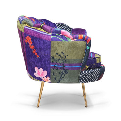 Fabric Patchwork Daisy Accent Chair