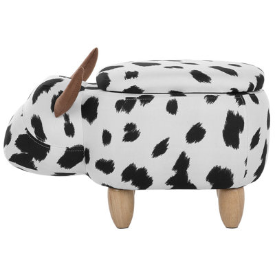 Fabric Storage Animal Stool Black and White COW
